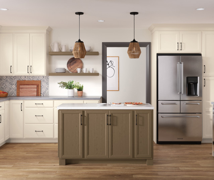 Two Tone Kitchen Featuring Lotus and Dockside - Nest Cabinetry